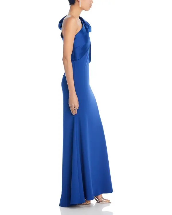 knee length dresses for ladies Blue Crepe Embellished Bow Maxi Dress – self-portrait