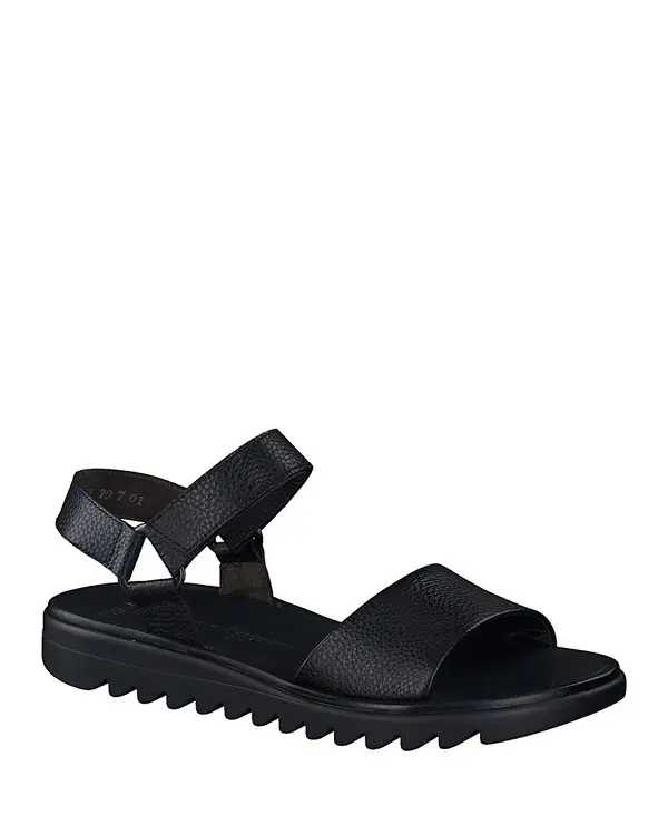 Paul Green Toni Leather Sandals - Black Grained