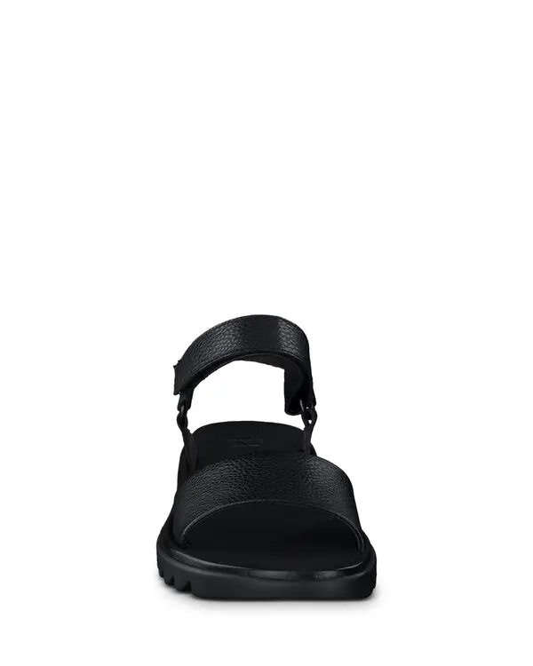 Paul Green Toni Leather Sandals - Black Grained