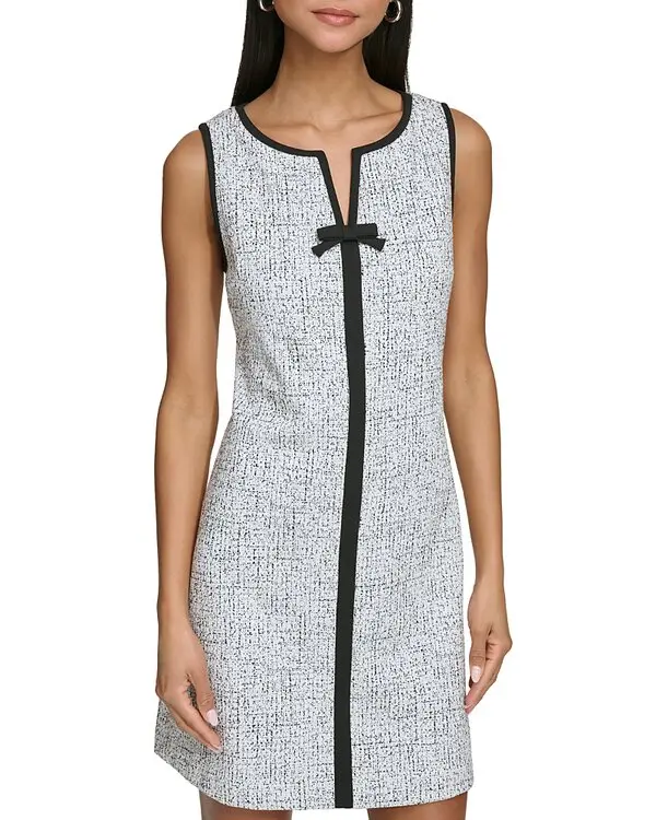 Karl Lagerfeld Paris Speckled Sheath Dress With Bow