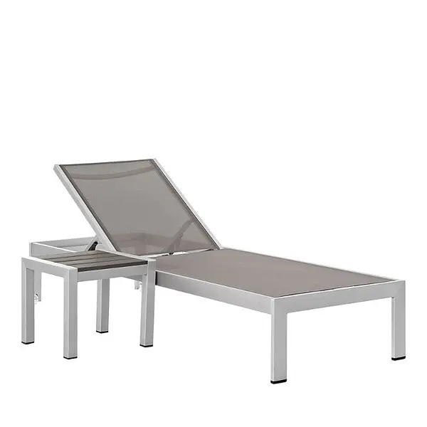 MODWAY Shore 2 Piece Outdoor Patio Aluminum Set - Silver Gray