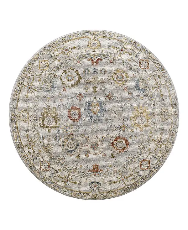 Livabliss Reina Ren-2307 Round Area Rug, 6'7 X 6'7 - Silver