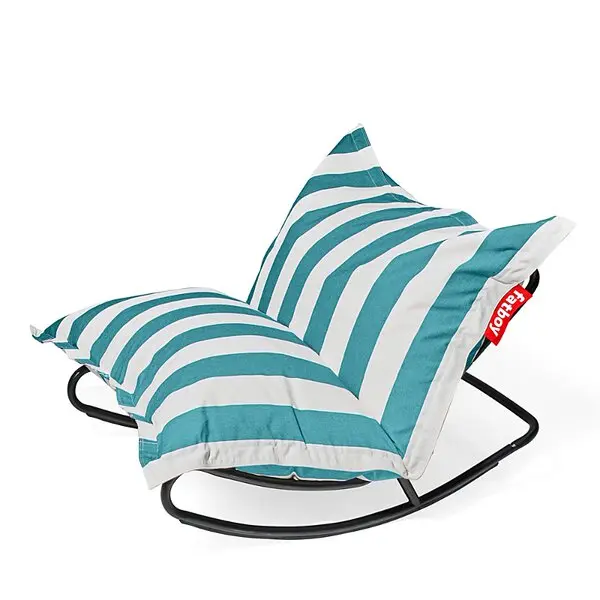 FATBOY Original Slim Outdoor Bean Bag & Rock 'n Roll Bundle - Stripe Azur