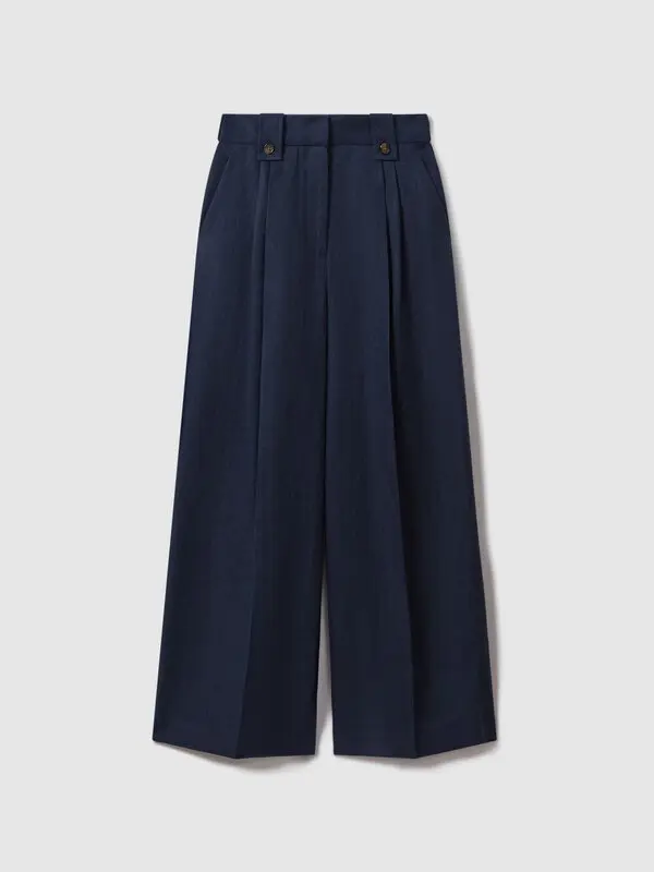 REISS Leila Linen Wide Leg Trousers
