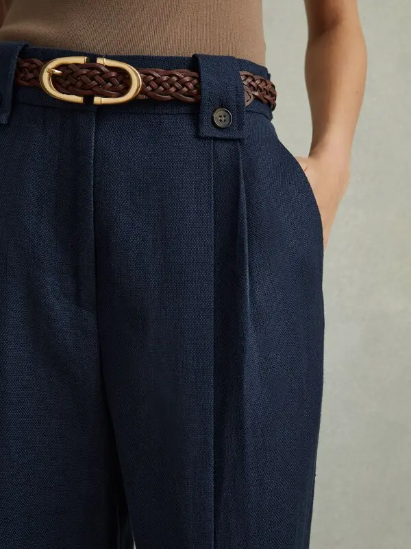 REISS Leila Linen Wide Leg Trousers
