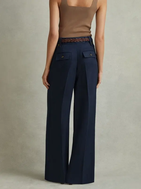 REISS Leila Linen Wide Leg Trousers