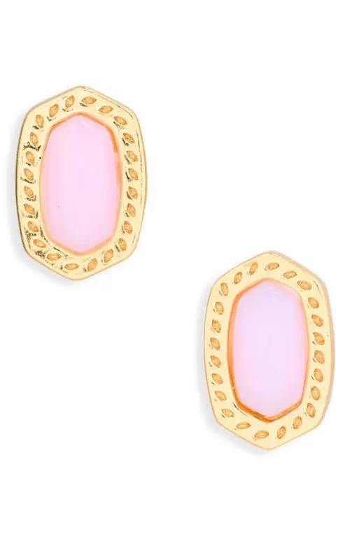 Kendra Scott Ellie Mini Stud Earrings - Gold Pink Opalite Crystal