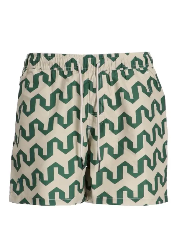OAS Company Atlas Geometric-print Swim Shorts - Green