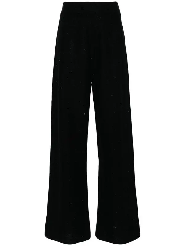 Fabiana Filippi Sequin-embellished Wide-leg Trousers - Black