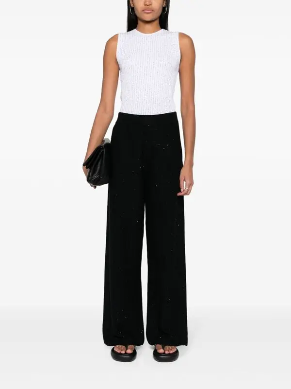 Fabiana Filippi Sequin-embellished Wide-leg Trousers - Black