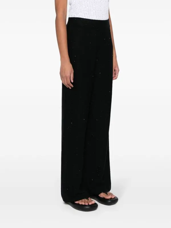 Fabiana Filippi Sequin-embellished Wide-leg Trousers - Black