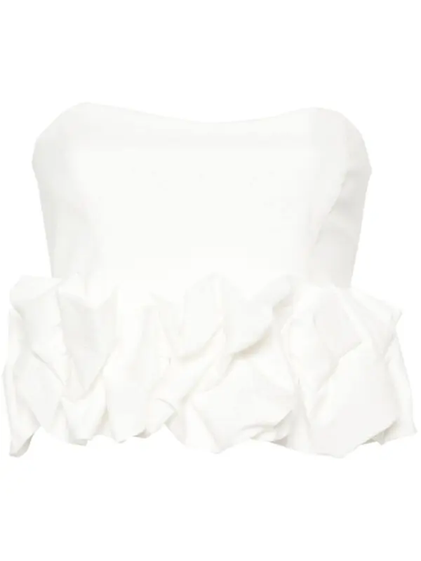 GENNY Ruched-appliqué Strapless Blouse