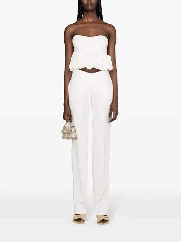 GENNY Ruched-appliqué Strapless Blouse