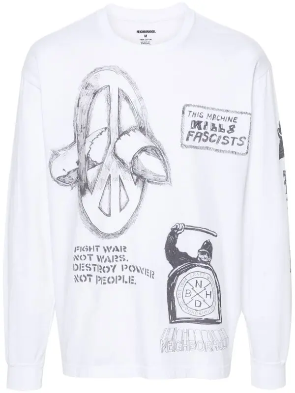 NEIGHBORHOOD Hand-drawn Long-sleeved T-shirt - White