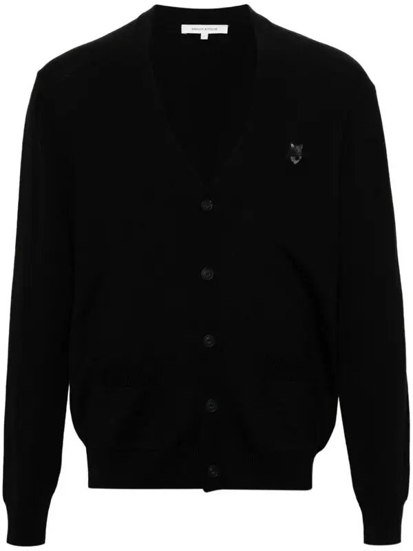 Maison Kitsuné Chillax Fox Wool Cardigan - Black