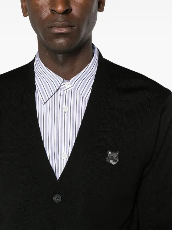 Maison Kitsuné Chillax Fox Wool Cardigan - Black