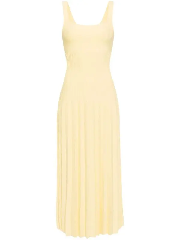Staud Ellison Pleated Midi Dress - Yellow