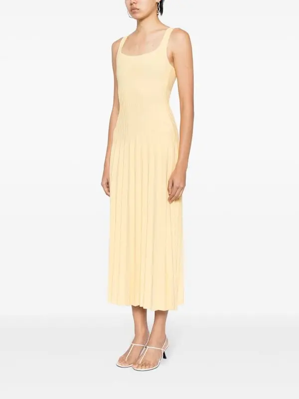 Staud Ellison Pleated Midi Dress - Yellow