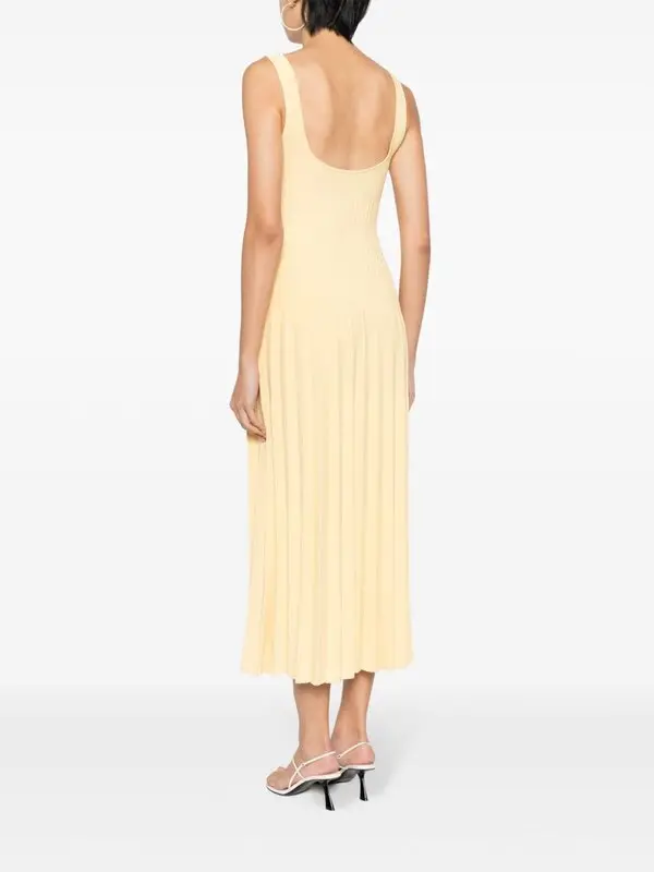 Staud Ellison Pleated Midi Dress - Yellow