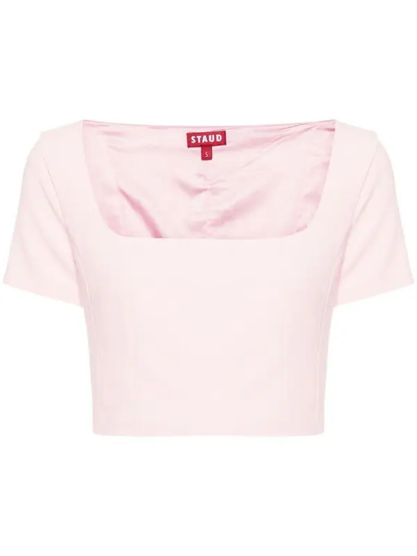 Staud Anya Square-neck Crop Blouse