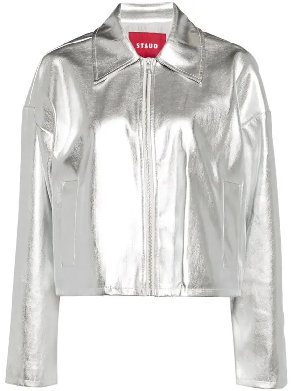 Staud Lennox Metallic-effect Jacket - Silver