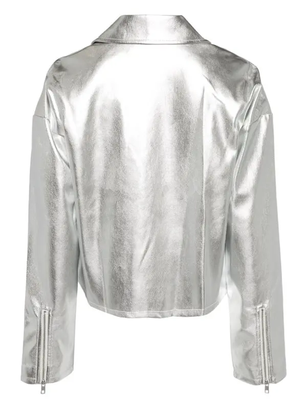 Staud Lennox Metallic-effect Jacket - Silver