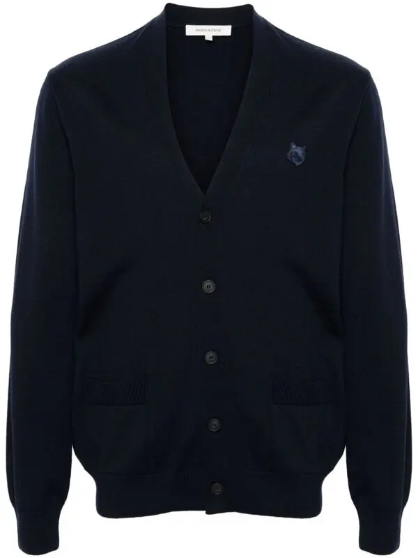 Maison Kitsuné Chillax Fox Wool Cardigan - Blue