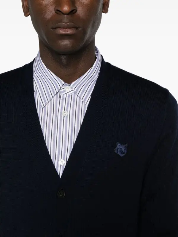 Maison Kitsuné Chillax Fox Wool Cardigan - Blue