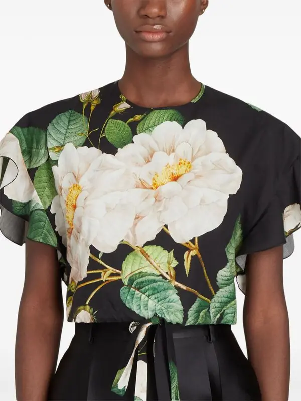 Giambattista Valli Giant Bloom Cropped Blouse