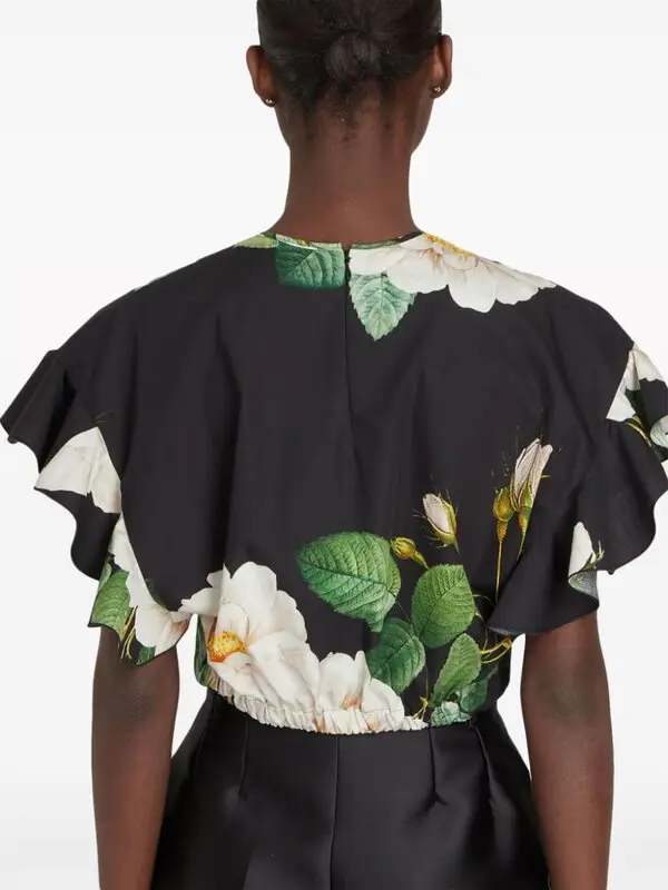 Giambattista Valli Giant Bloom Cropped Blouse