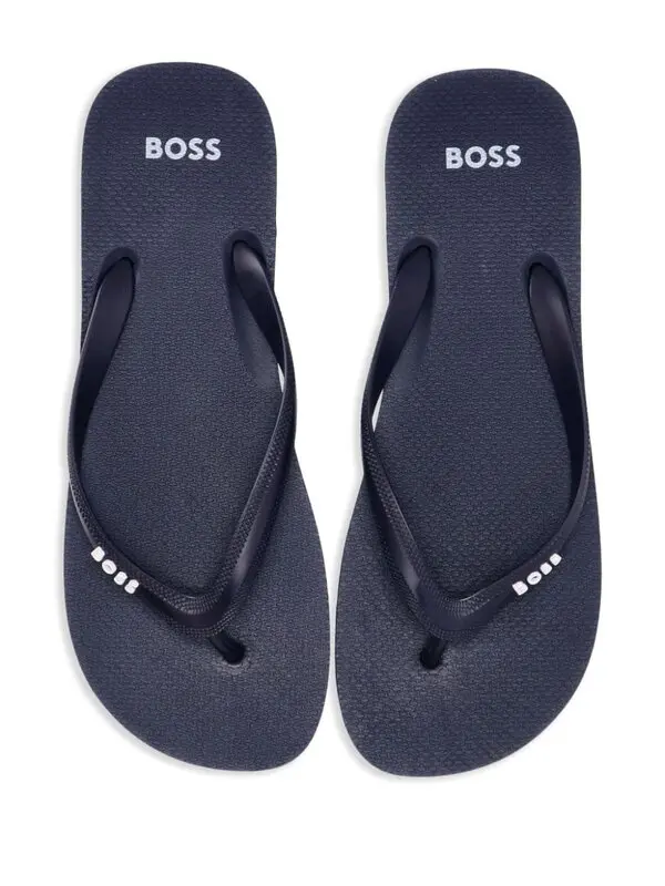 BOSS Italian-made Flip Flops With Contrast Logo Detail