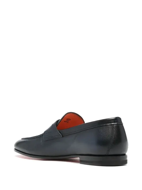 Santoni Penny-slot Leather Loafers - Blue