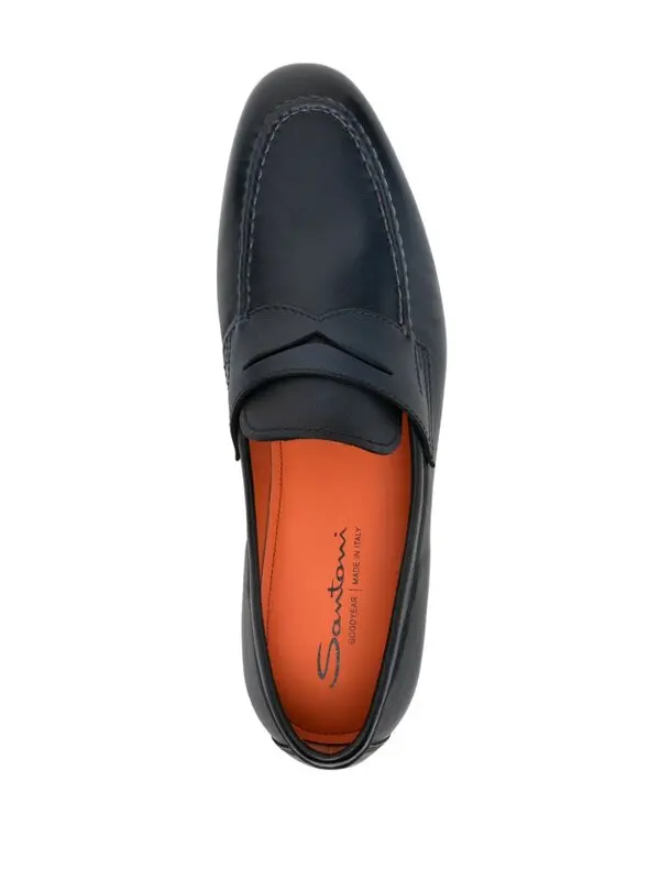 Santoni Penny-slot Leather Loafers - Blue