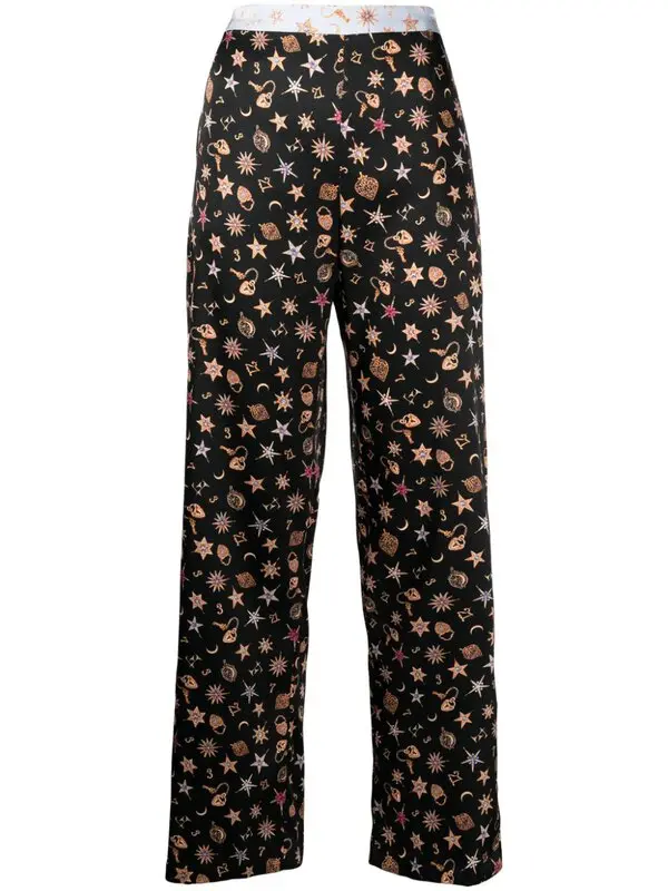 FLEUR DU MAL Charm-print Satin Trousers