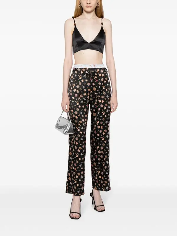 FLEUR DU MAL Charm-print Satin Trousers