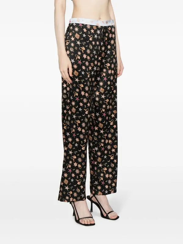 FLEUR DU MAL Charm-print Satin Trousers