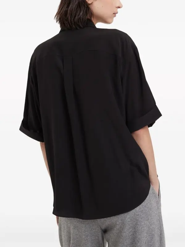 Brunello Cucinelli Monili-bead Embellished Silk Shirt - Black