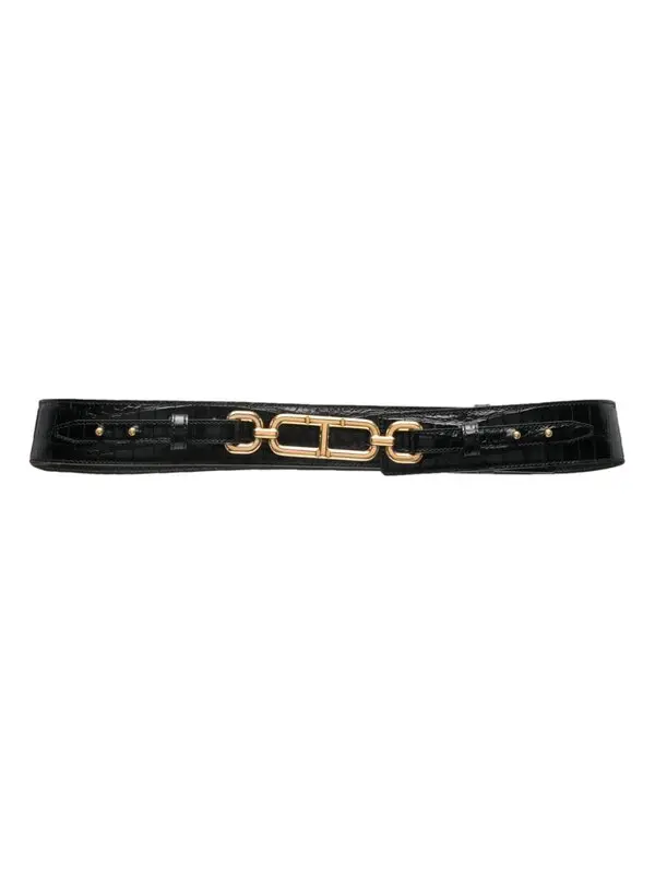 TOM FORD Crocodile-effect Leather Belt - Black