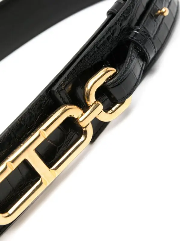 TOM FORD Crocodile-effect Leather Belt