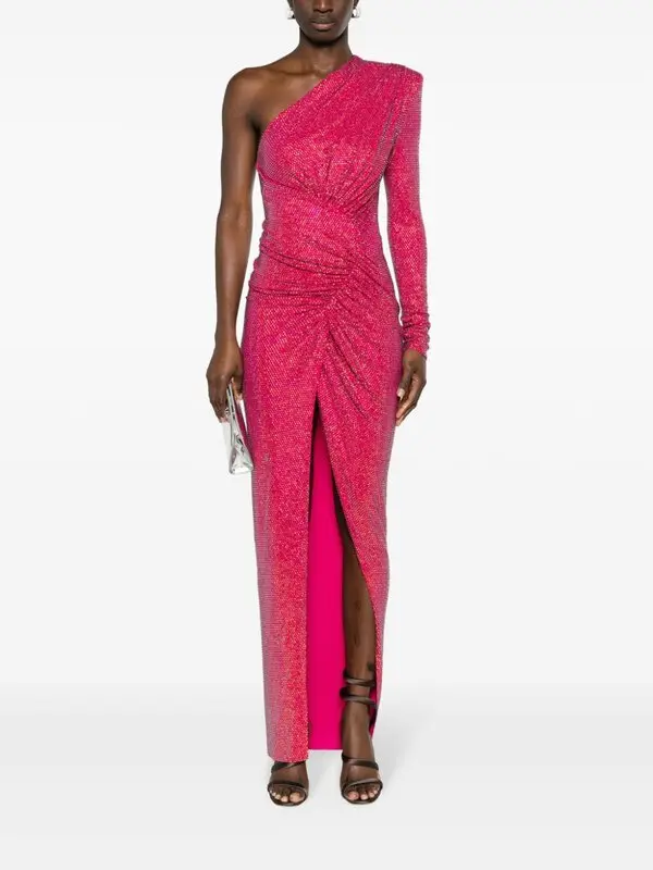 alexandre vauthier pink velvet dress Alexandre Vauthier Velvet Draped Midi Dress in Pink