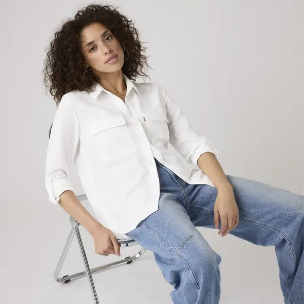 LEVI'S Doreen Linen Blend Utility Shirt - Bright White