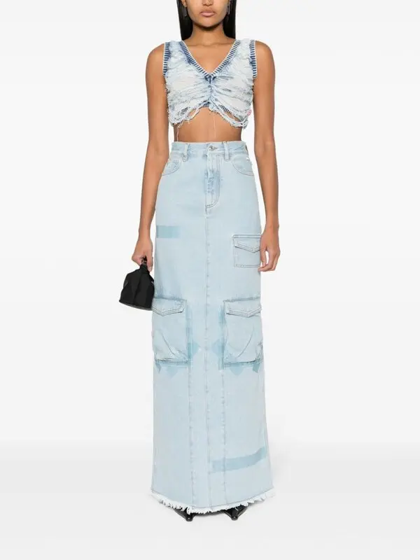 Gcds Cargo Denim Maxi Skirt