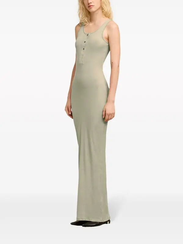 AMI Paris Ribbed Cotton Maxi Dress - Green