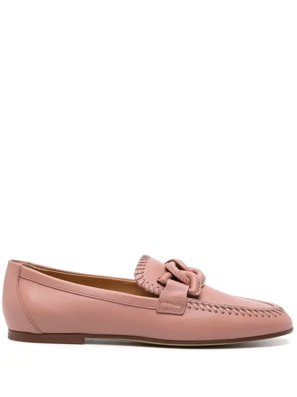 TOD'S Braided Leather Loafers - Pink