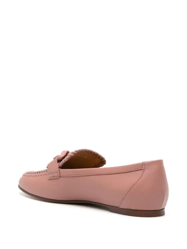 TOD'S Braided Leather Loafers - Pink