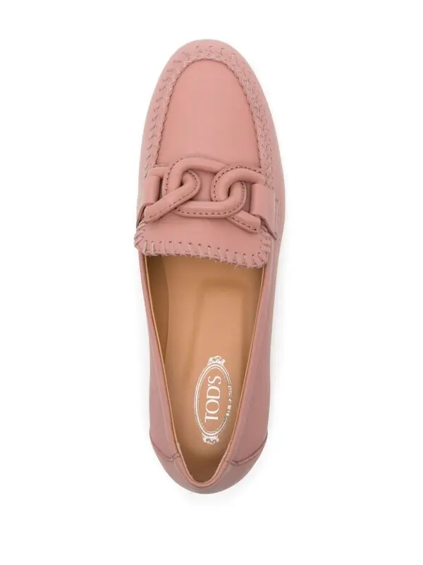 TOD'S Braided Leather Loafers - Pink