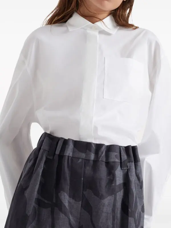 Brunello Cucinelli Ramage Print Linen Mini Shorts