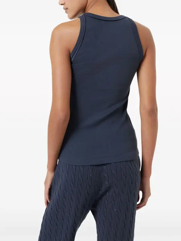 Brunello Cucinelli Sleeveless Tank Top With Satin Trim - Blue