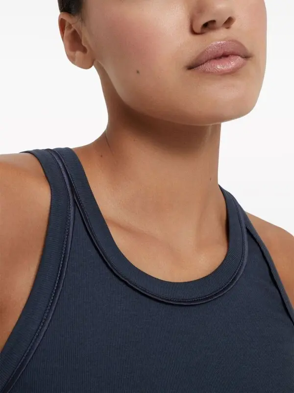 Brunello Cucinelli Sleeveless Tank Top With Satin Trim - Blue