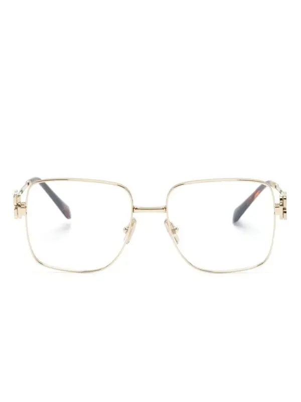 Miu Miu Logo Lettering Square Frame Glasses - Gold